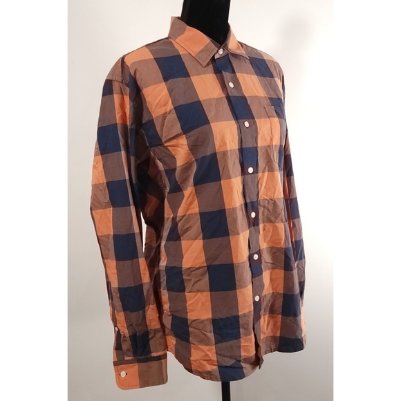 Amazon Essentials | Shirts | Amazon Essentials Orange Blue Plaid Check ...